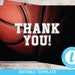 Editable Basketball Thank You Card Basketball Birthday Sports Party ...