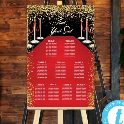 EDITABLE VIP Pass Hollywood Red Carpet Table Numbers - Etsy