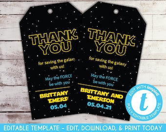 Baby Yoda Baby Shower 2 Circle Square Labels Thank You - Etsy