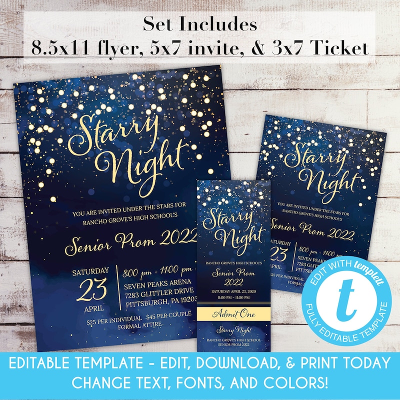 Starry Night Invitation - Etsy