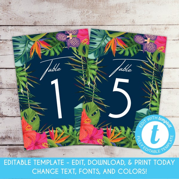 Table Numbers Wedding Tropical - Etsy