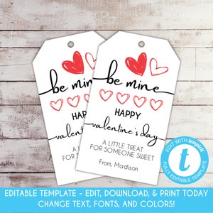 EDITABLE Valentine's Day Tag Be Mine Valentine's Day Treat Tag ...