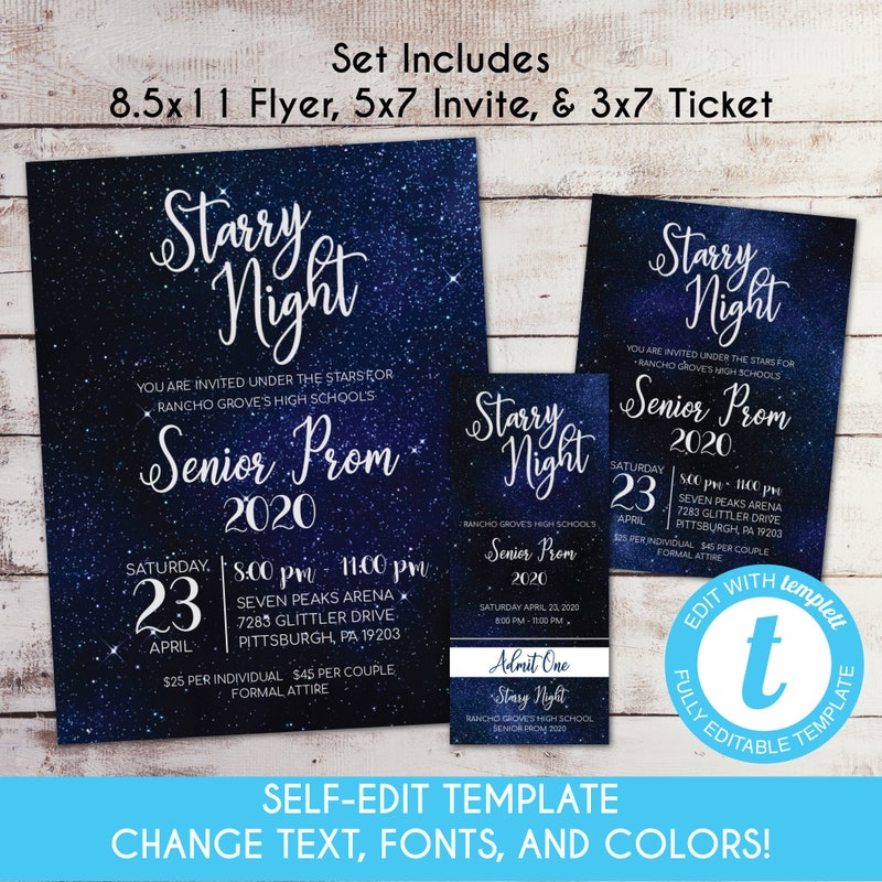 Starry Night Invitation - Etsy