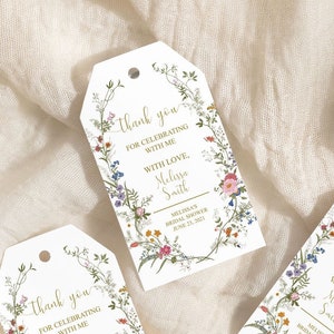 EDITABLE Boho Wildflower Party Favor Tag Bridal Shower Thank You Tag ...