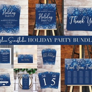 Editable Elegant Photo Booth Sign Blue Snowflake Guest Book Sign Winter ...