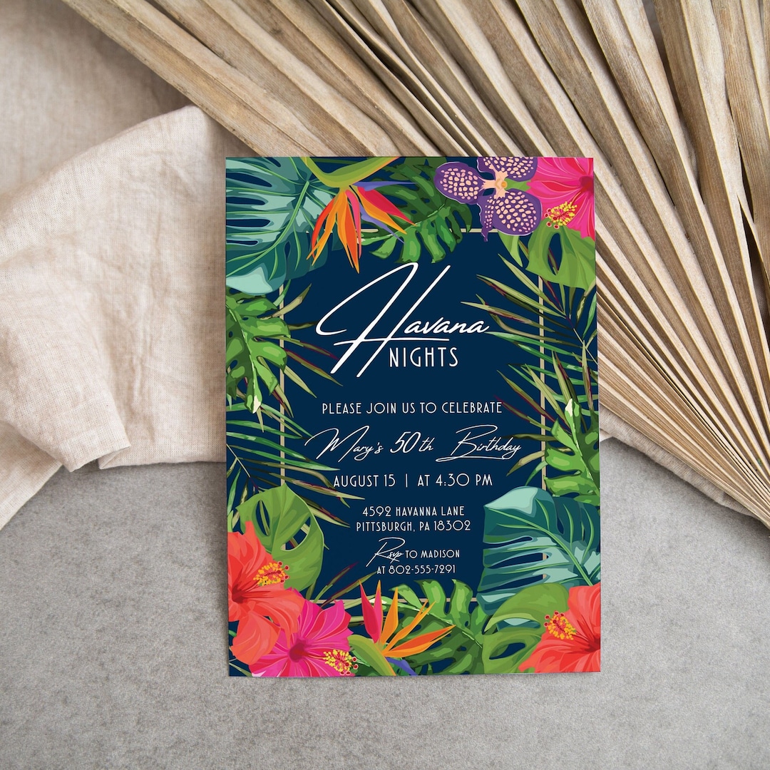 Editable Havana Nights Invitation Havana Nights Adult Birthday Invite ...