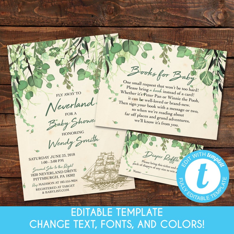 Instant Download Peter Pan Wishes for Baby Card Baby Shower | Etsy