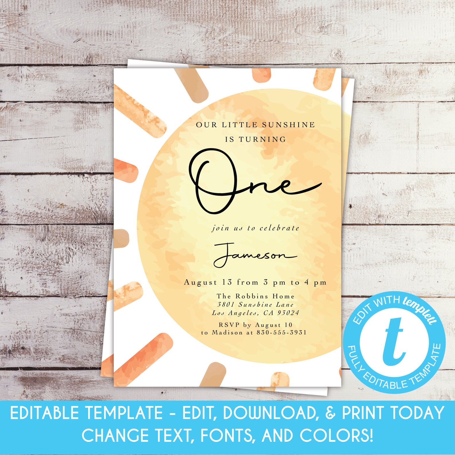 EDITABLE A Little Ray of Sunshine Baby Shower Welcome Sign 24x36 Sun ...