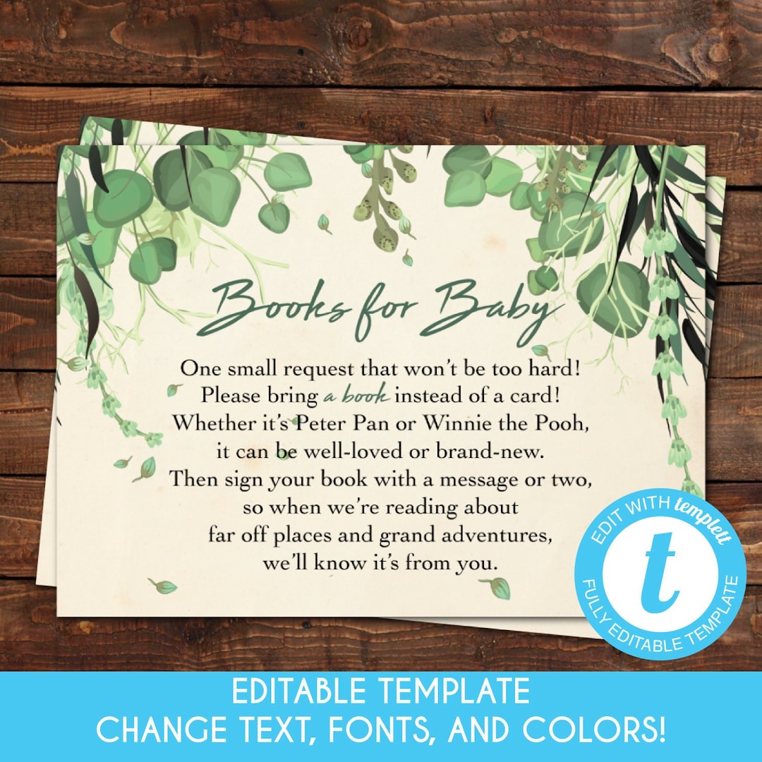 Editable Template AND Instant Download Books for Baby Insert Bring a ...