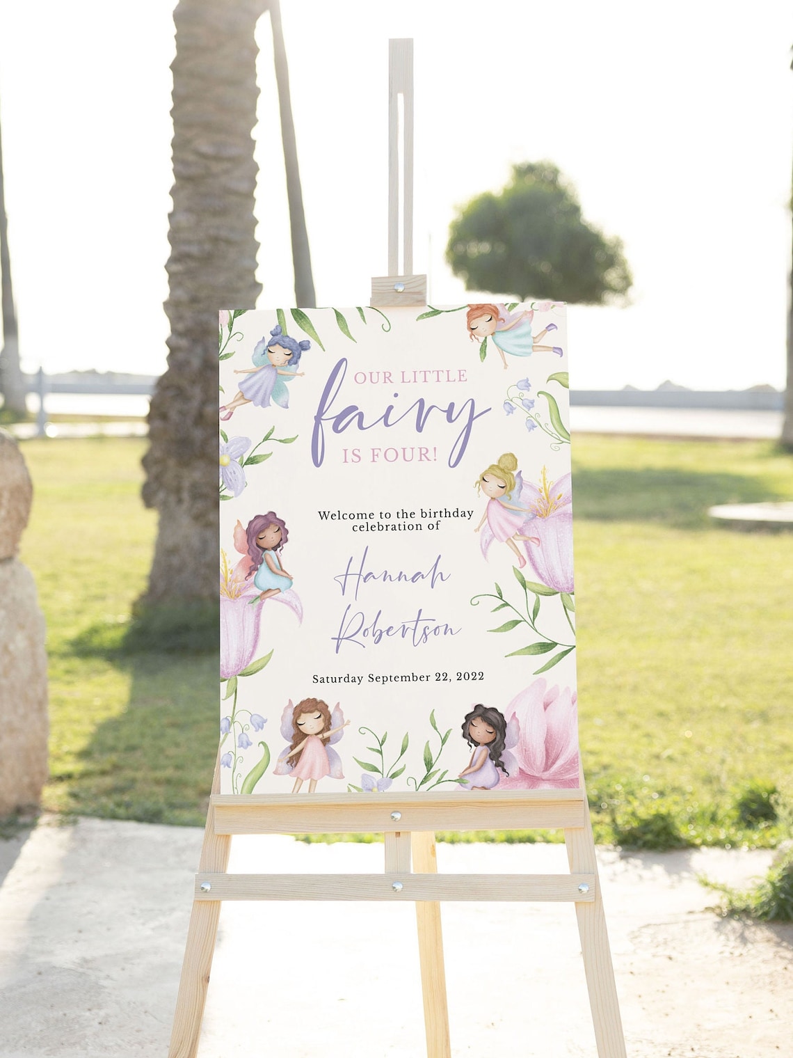Fairy Garden Birthday Welcome Sign: Enchanted Tea Party Poster (24x36 ...
