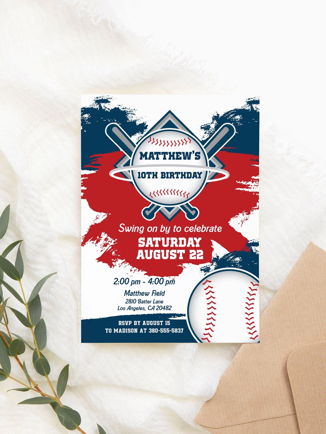 Editable Baseball Birthday Invitation Baseball Invitation Sports ...
