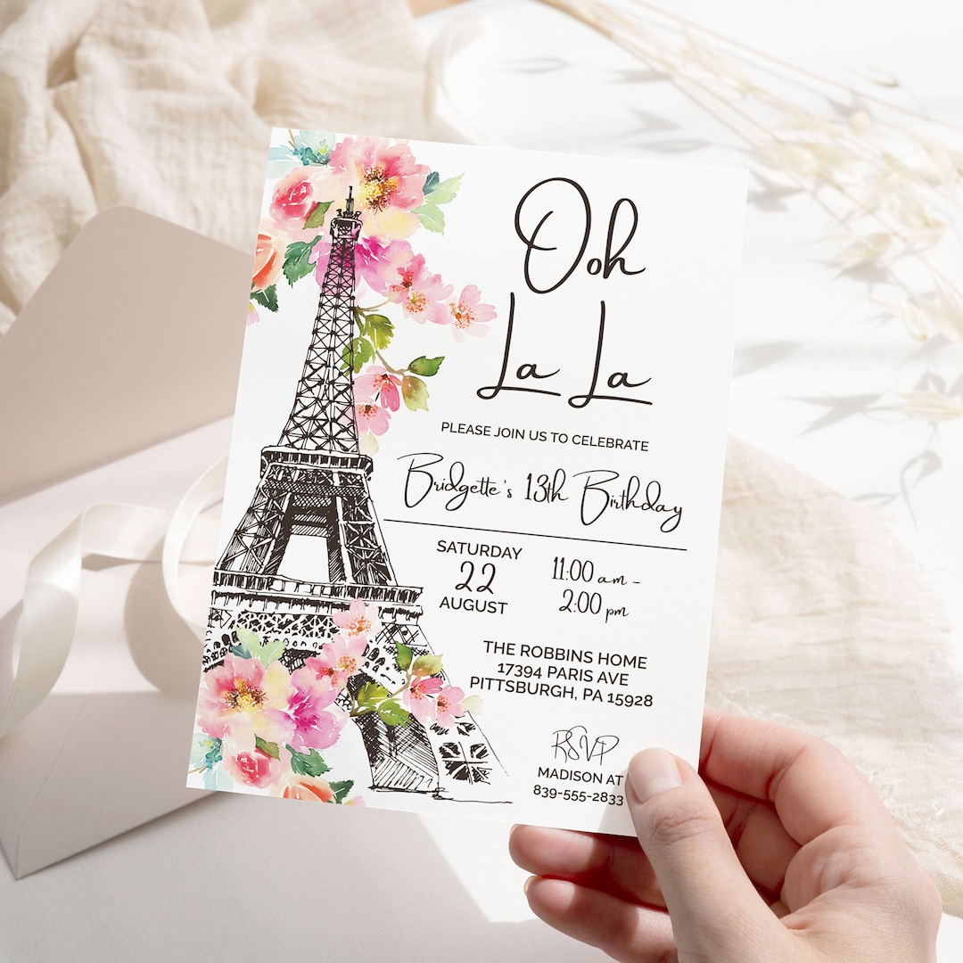 Editable Paris Birthday Invitation Paris Invitation Parisian Birthday ...