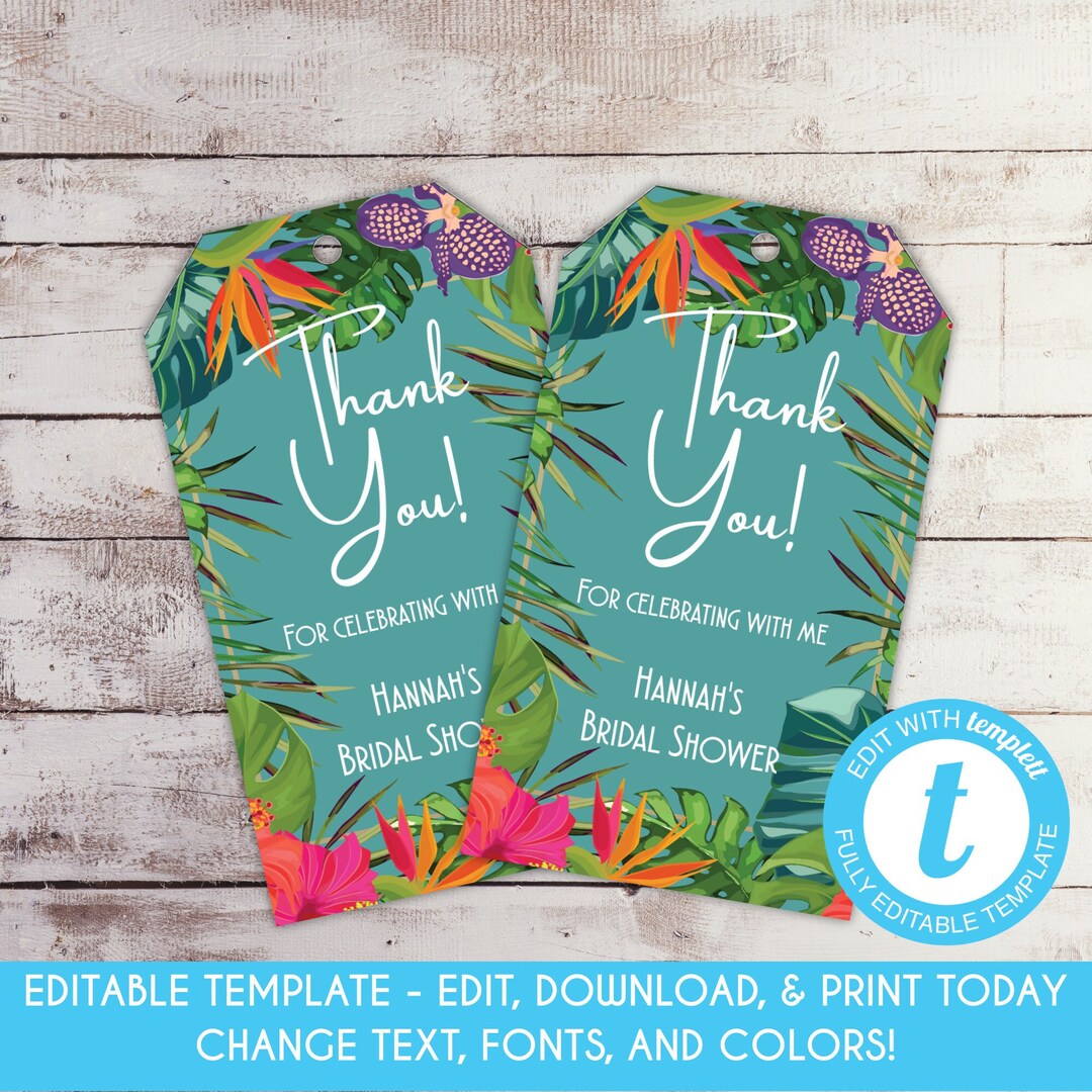 EDITABLE Teal Tropical Favor Tags Bridal Shower Party Favor Etsy editable-teal-tropical-favor-tags-bridal-shower-party-favor-etsy