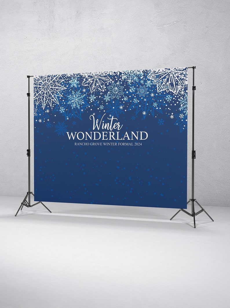 Blue Snowflake Winter Wonderland Backdrop: Holiday Party Decor - Etsy