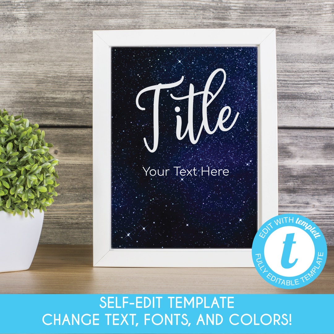Editable Starry Night Birthday Sign 8x10 Starry Night Birthday Decor ...