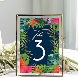 Editable Havana Nights Table Number Tropical Table Number Card Birthday ...