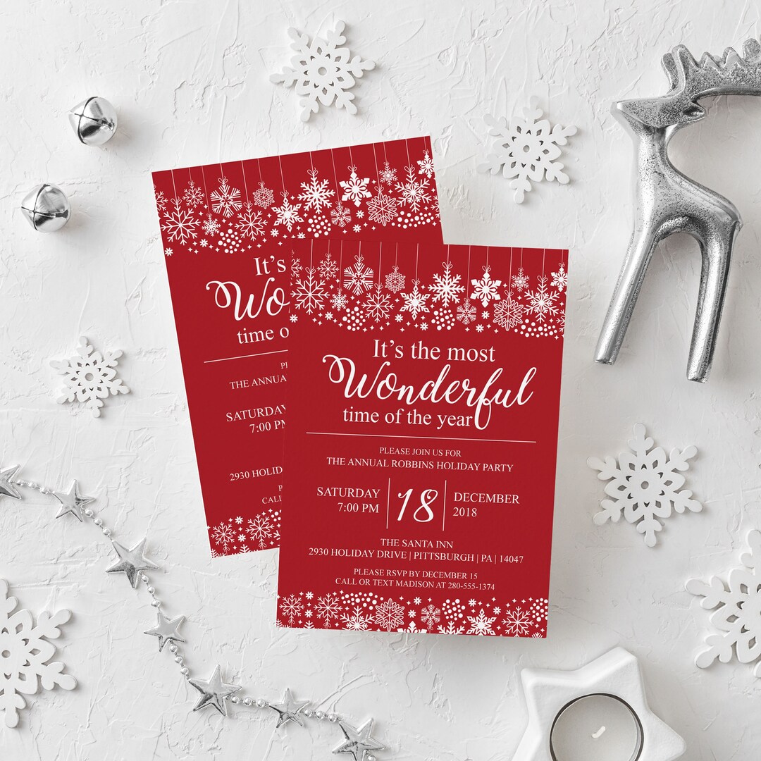 Editable Christmas Party Invitation Holiday Party Invitation Snowflake ...