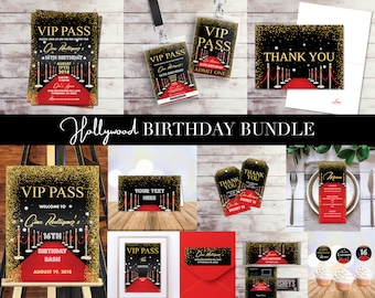 VIP Pass Birthday Invitation, Hollywood Birthday Invite, Red Carpet ...