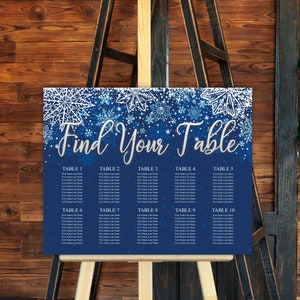 Editable Elegant Holiday Party Dinner Menu Blue Snowflake Company ...