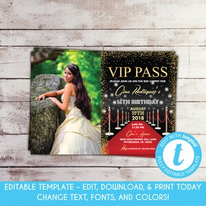 EDITABLE VIP Pass Hollywood Red Carpet Table Numbers | Etsy