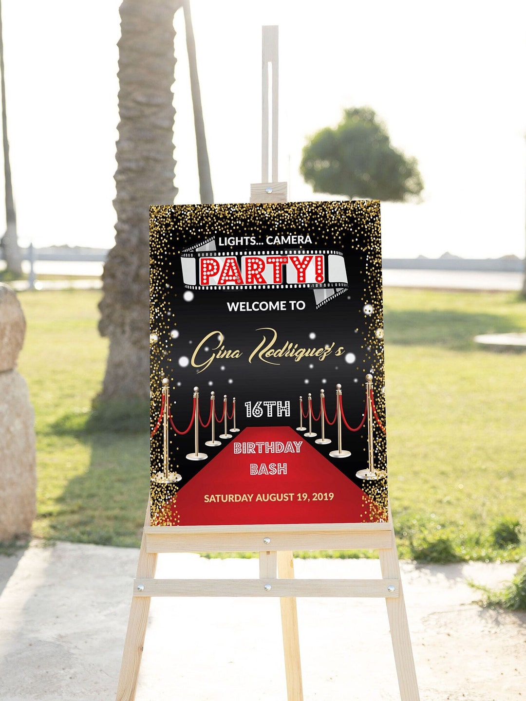 Editable Hollywood Welcome Sign 24x36 Hollywood Birthday Welcome Sign ...