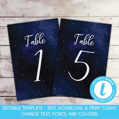 EDITABLE Starry Night Table Numbers Sweet 16 Birthday Navy - Etsy