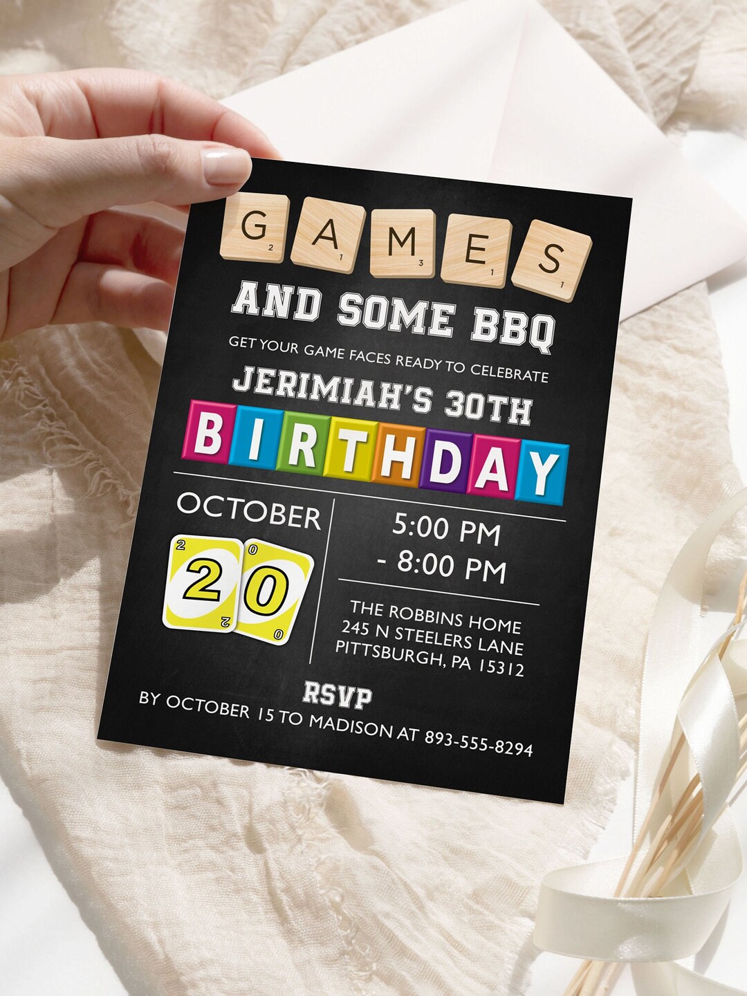 Editable Game Birthday Invite Game Night Invitation Game Night Birthday ...