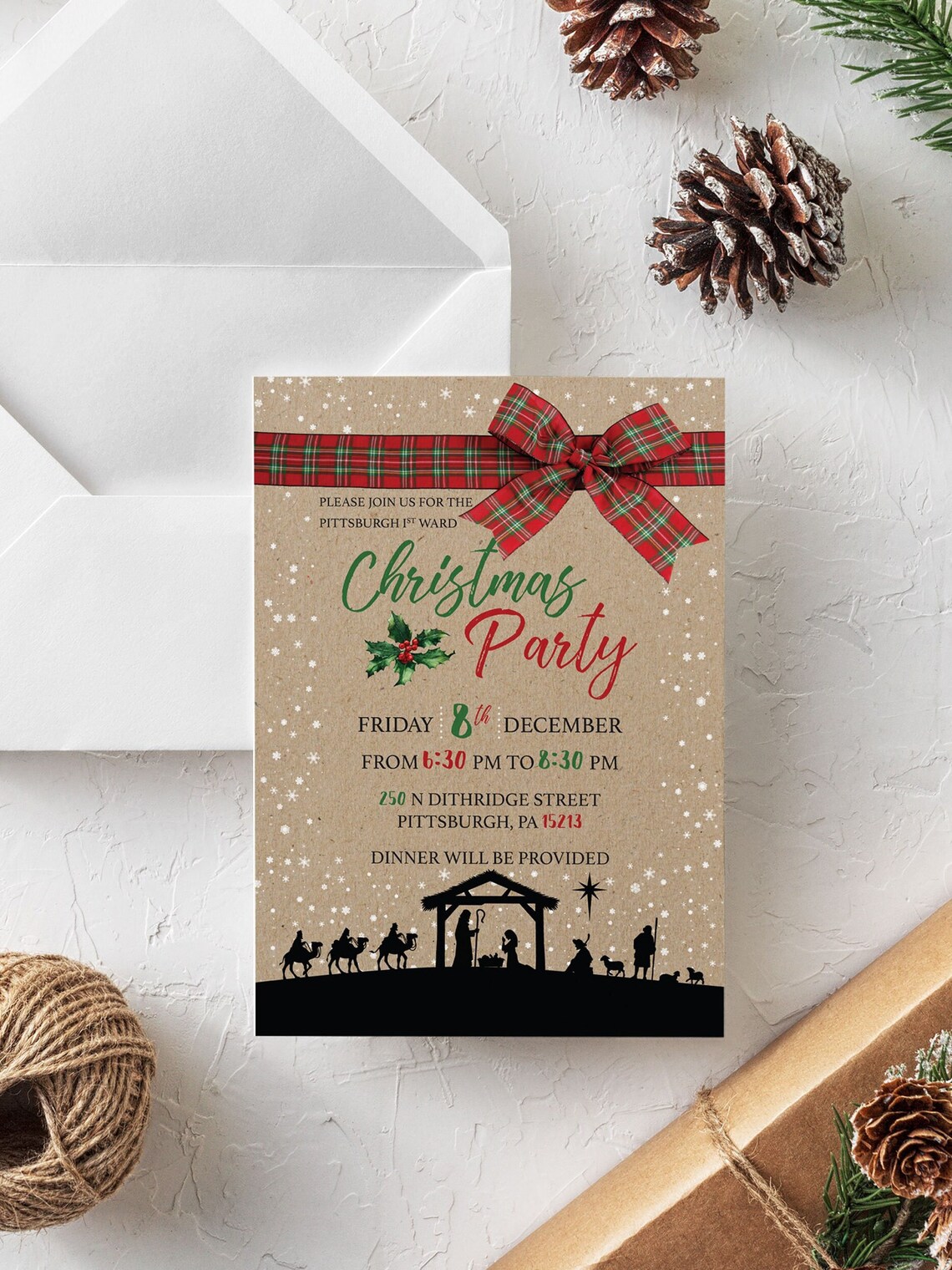 Rustic Nativity Christmas Party Invitation (editable Template) - Etsy