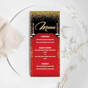 Hollywood Red Carpet Dinner Menu (editable Template) - Etsy