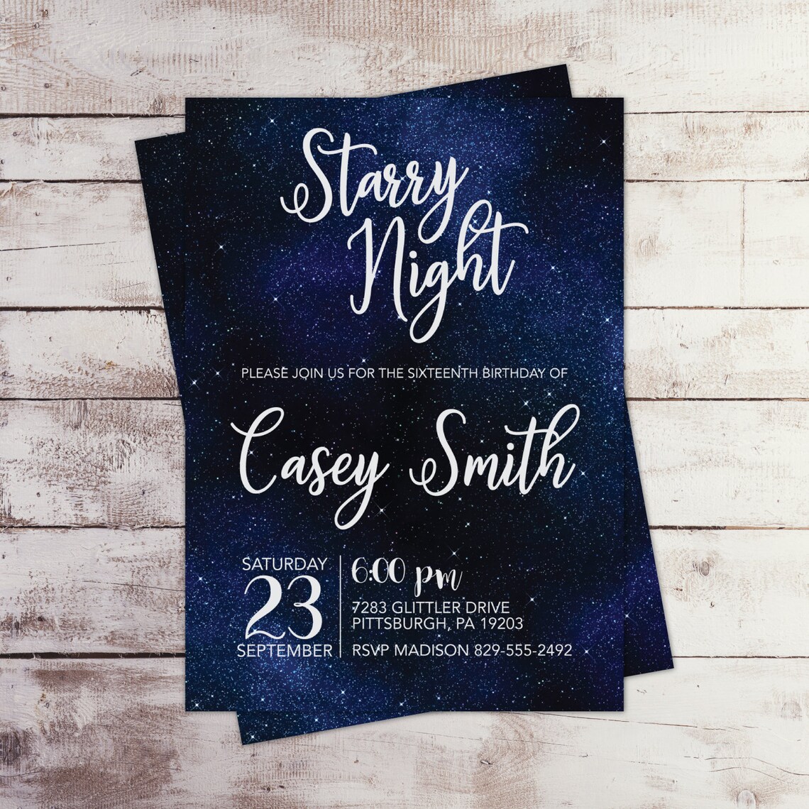 Starry Night Birthday Welcome Sign: Stars Party Decor (24x36 Editable ...
