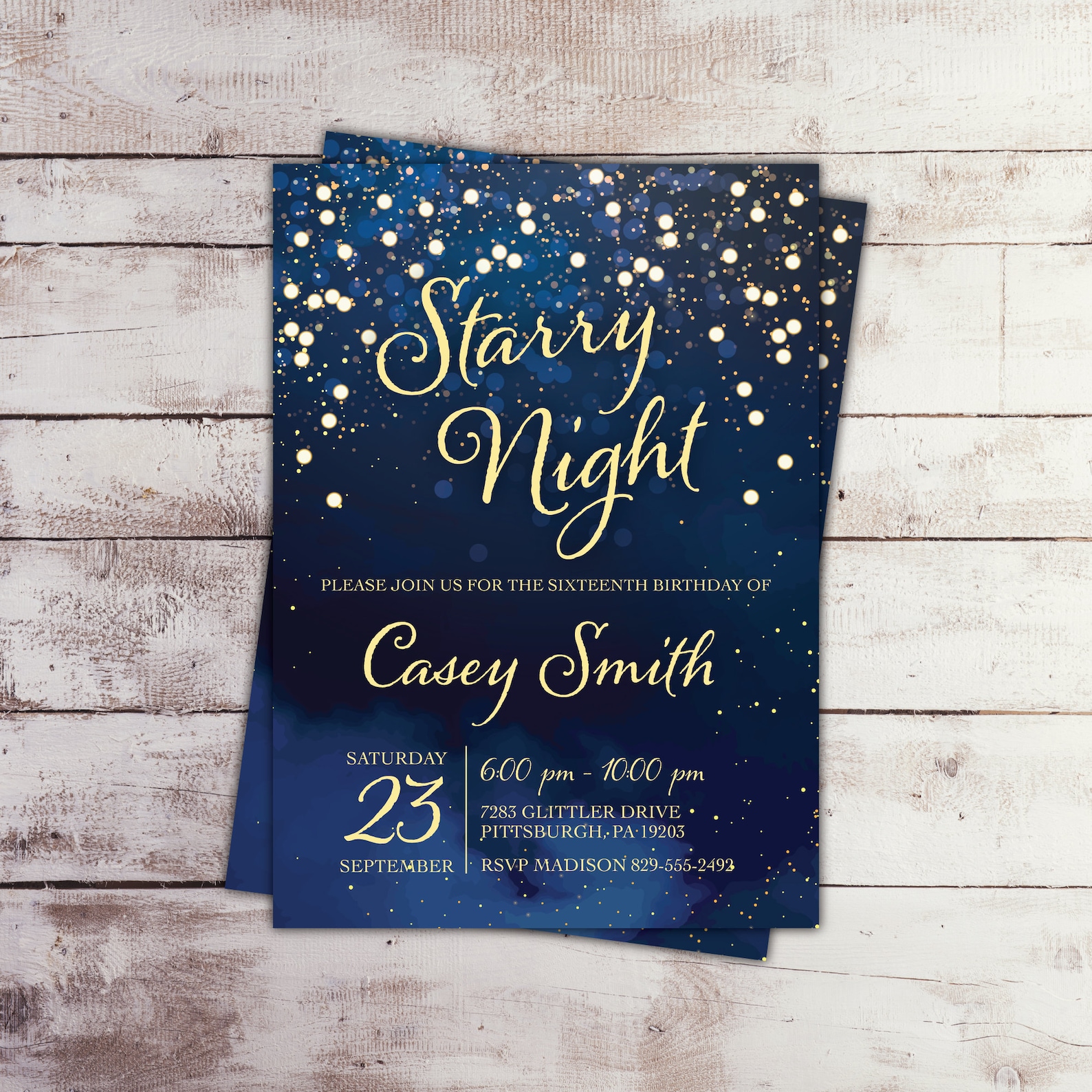 EDITABLE Starry Night Birthday Invitation Stars Sweet | Etsy