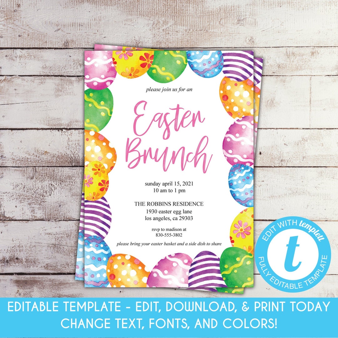 EDITABLE Easter Brunch Invitation Easter Lunch Invitation Easter Invite ...