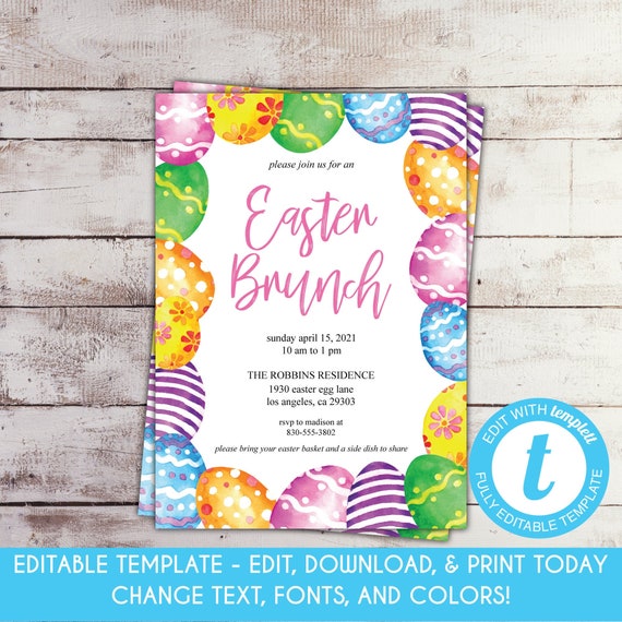 EDITABLE Easter Brunch Invitation Easter Lunch Invitation | Etsy