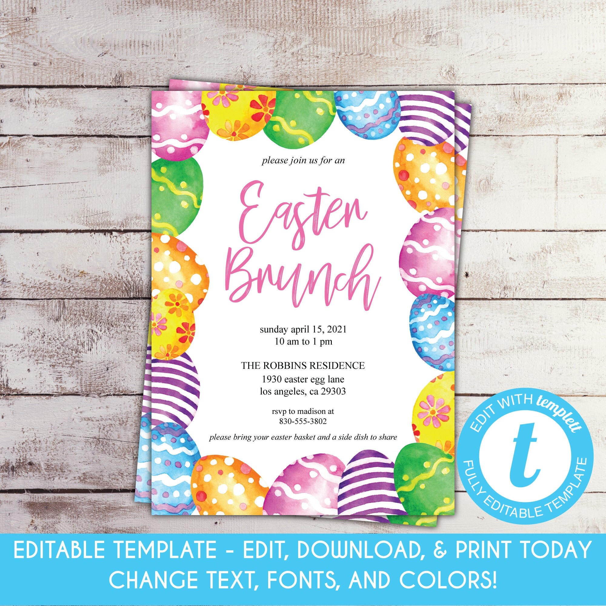 EDITABLE Easter Brunch Invitation Easter Lunch Invitation - Etsy