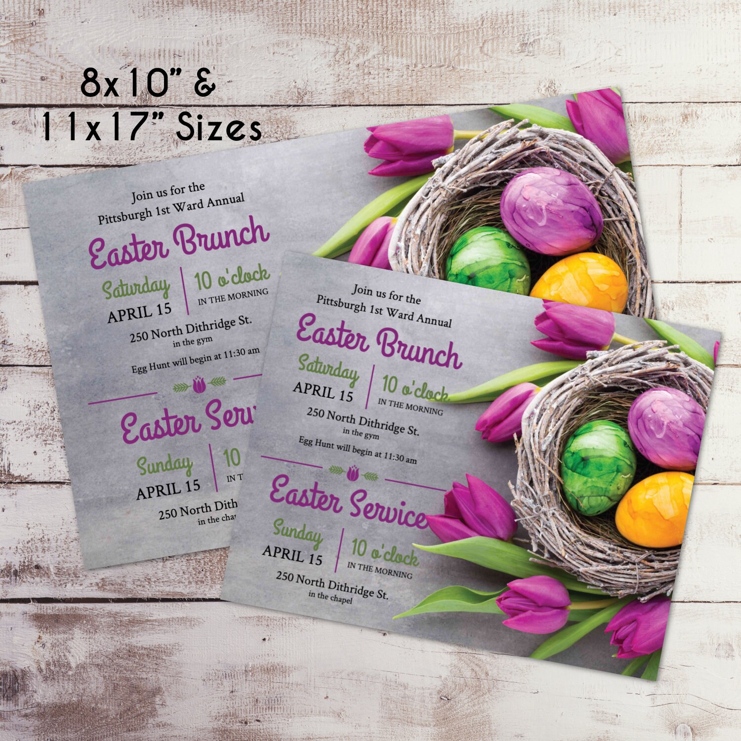 EDITABLE Floral Easter Party Invitation Posters 8x10 and | Etsy