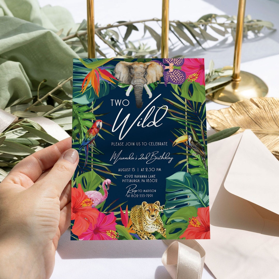 Editable Two Wild Birthday Invitation Safari Birthday Invitation ...