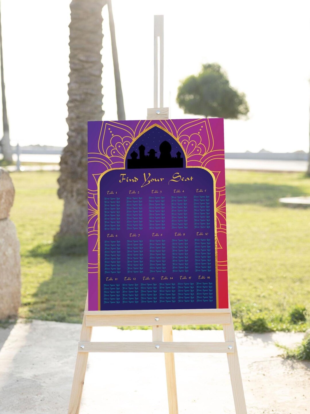 Editable Arabian Nights Seating Chart Template: Moroccan Wedding Decor ...