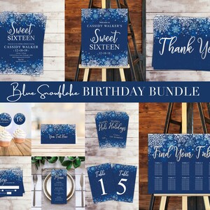 Editable Elegant Photo Booth Sign Blue Snowflake Guest Book Sign Winter ...