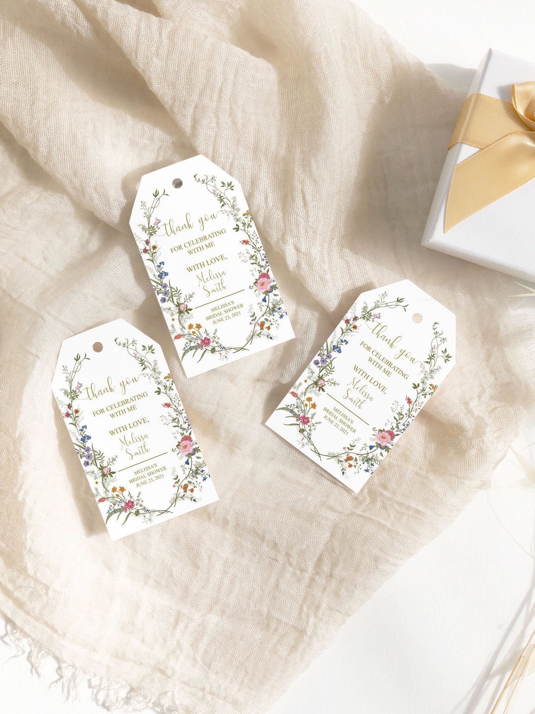 EDITABLE Boho Wildflower Party Favor Tag Bridal Shower Thank You Tag ...
