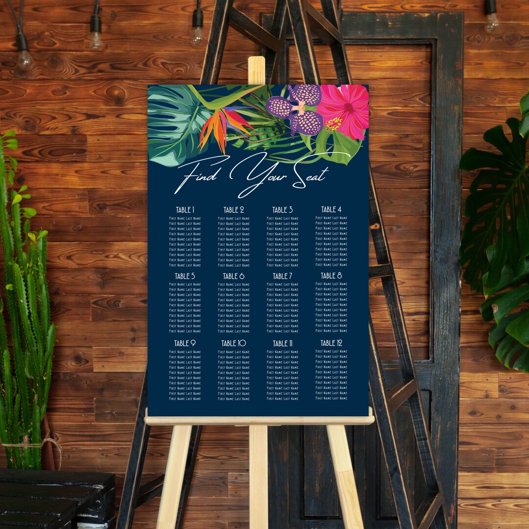 Editable Havana Nights Seating Chart 24x36 Havana Nights Tropical ...
