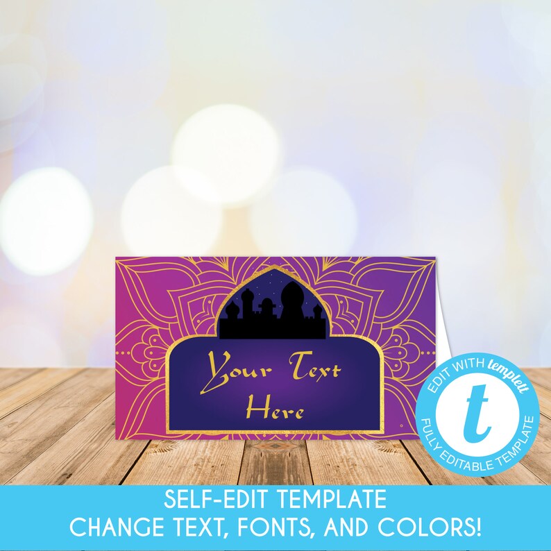 EDITABLE Arabian Nights Birthday Party Favor Tags Moroccan - Etsy