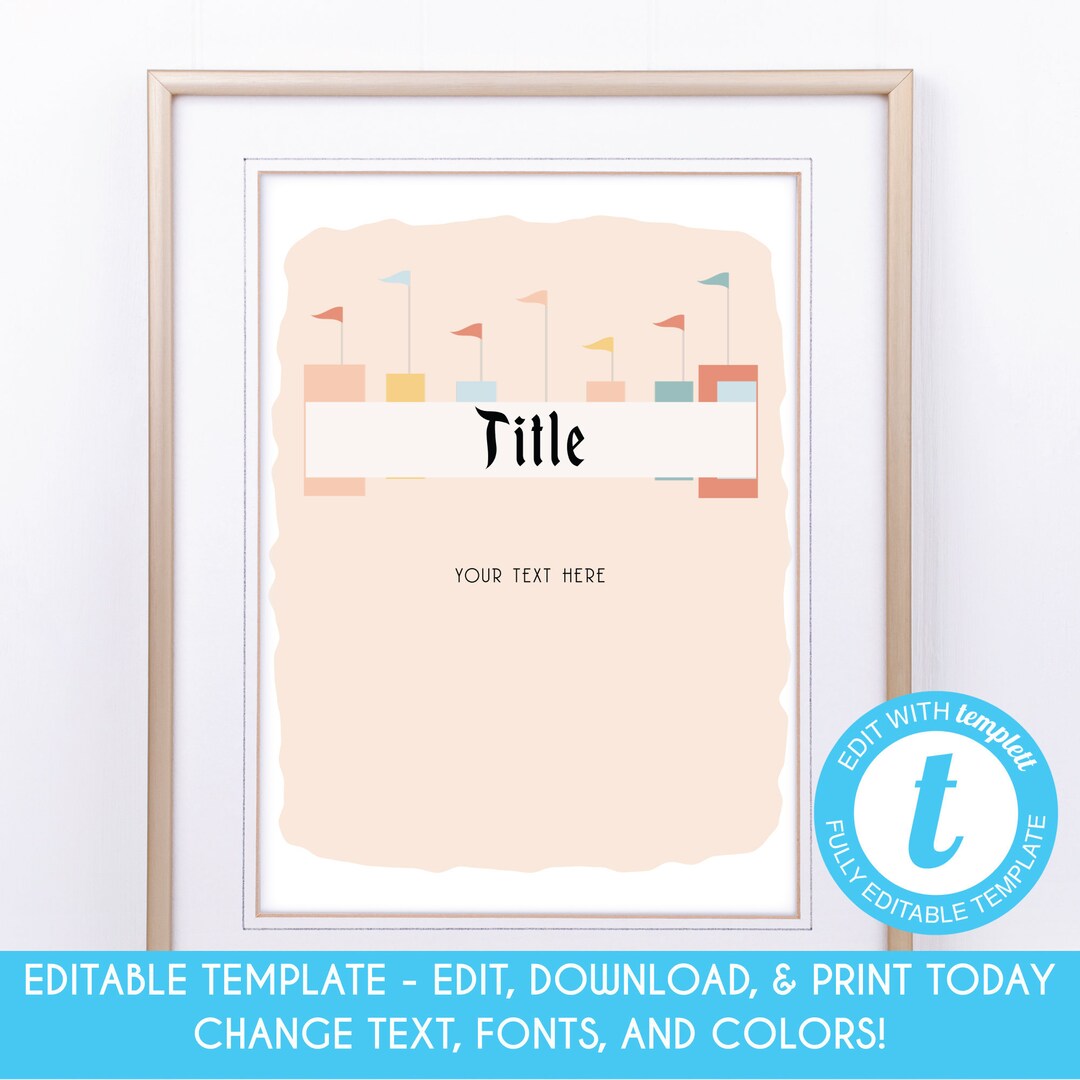 Editable Vintage Theme Park Party Sign 8x10 Retro Theme Park Party ...