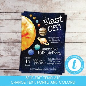 EDITABLE Outer Space Favor Tags Space Party Favor Tags | Etsy