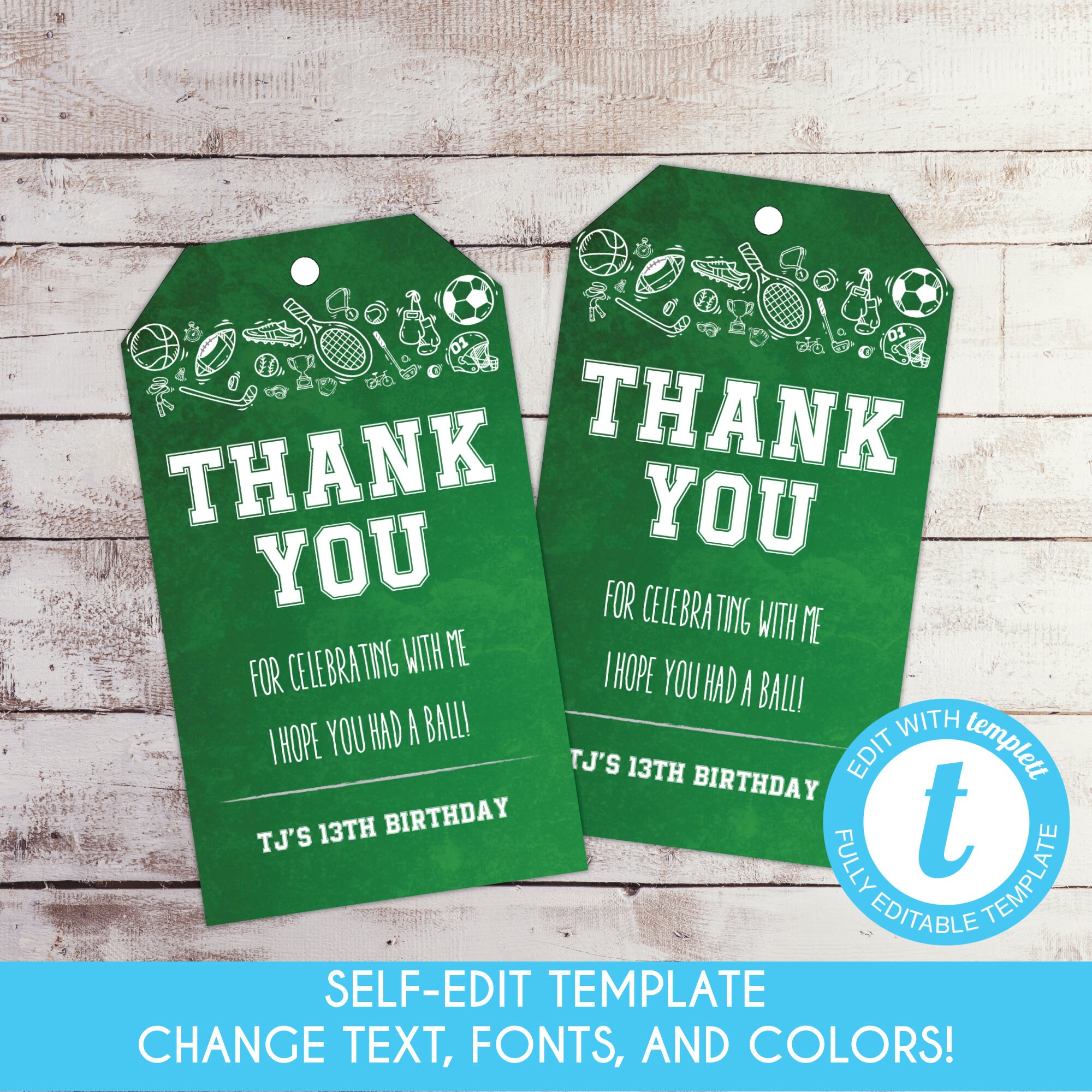 EDITABLE Sports Favor Tags Sports Party Favor Tags Sports - Etsy
