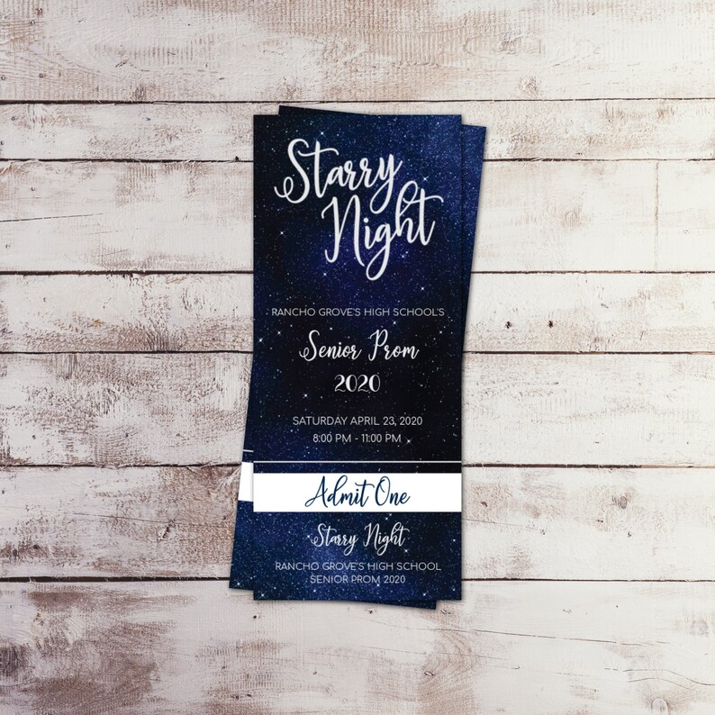 EDITABLE Starry Night Prom Invitation Set School Dance Flyer | Etsy