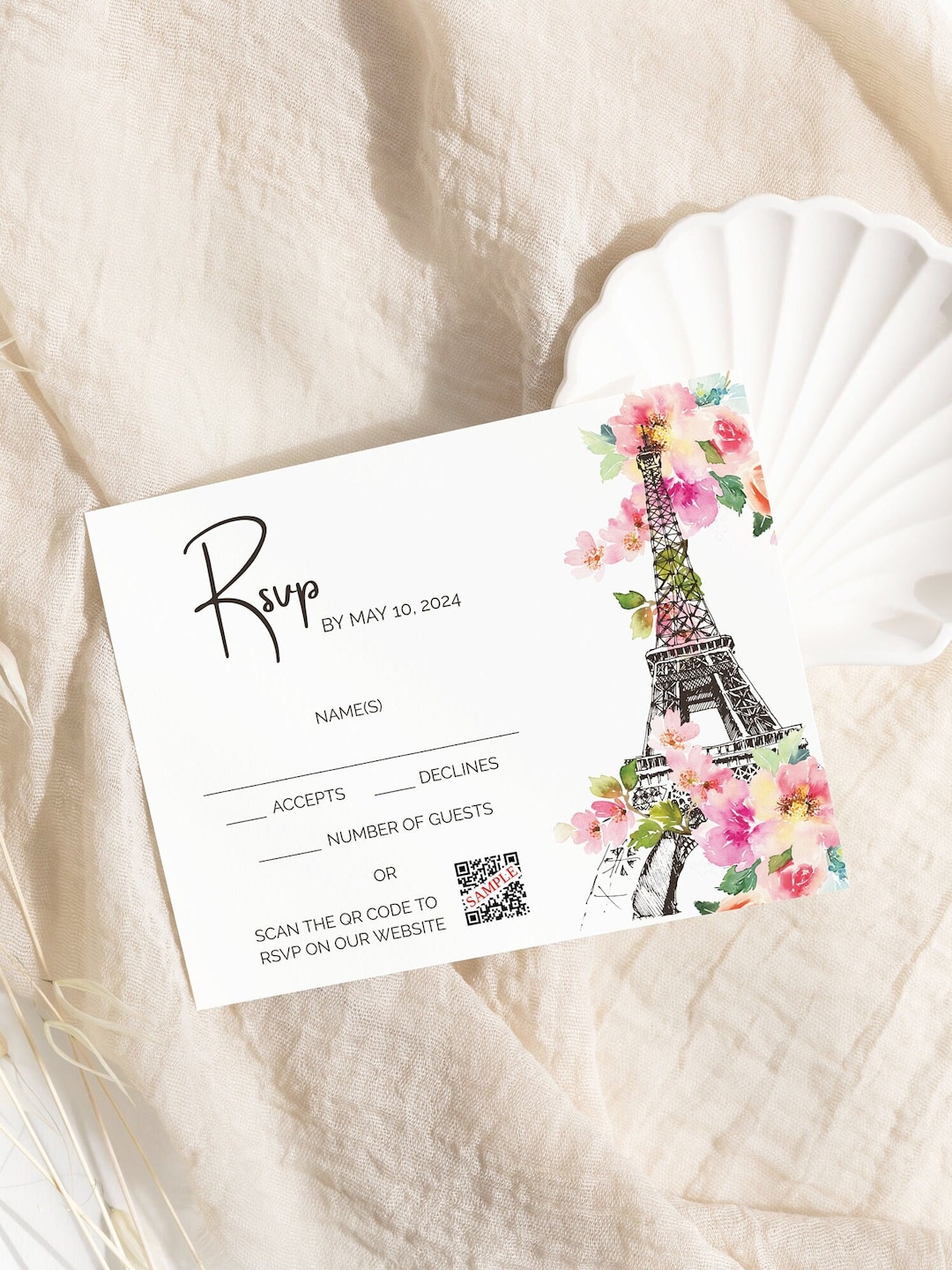 Editable Floral Paris RSVP Card Paris Wedding Reply Card Parisian ...