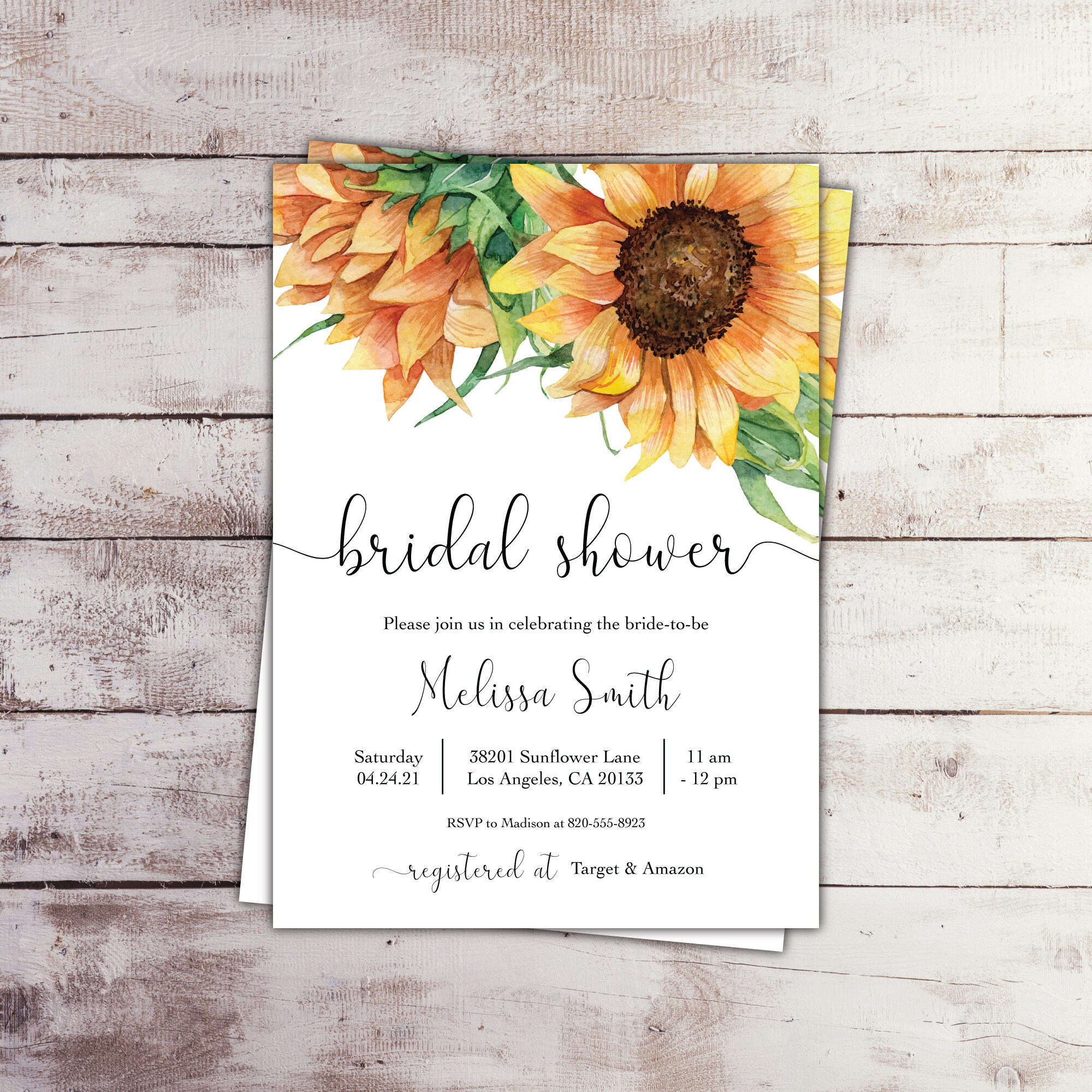 EDITABLE Sunflower Bridal Shower Invitation Sunflower - Etsy