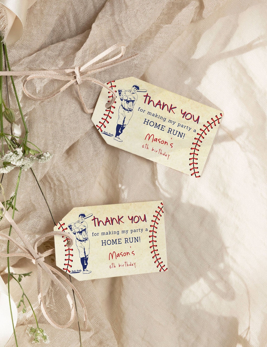 Editable Vintage Baseball Favor Tag Baseball Birthday Favor Tag Sports ...