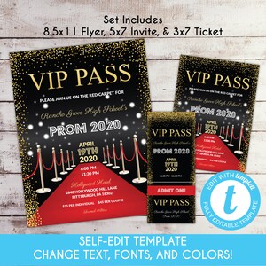 EDITABLE VIP Pass Hollywood Red Carpet Table Numbers | Etsy