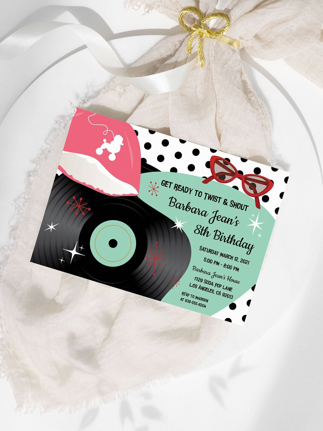 Editable 50s Birthday Invitation Retro Birthday Invite Retro 50s Invitation Sock Hop Birthday ...